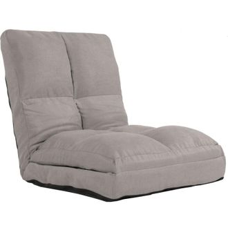 Hhg Bodensessel HHG 914, Schlafsessel Klappsessel Funktionssessel, Schlaffunktion faltbar Stahlrahmen Samt hellgrau