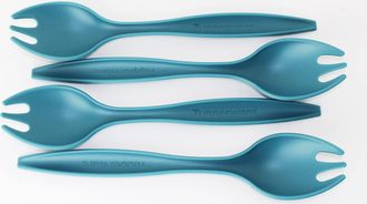 Tupperware Allegra Besteck Salatbesteck Petrol 4-teilig + Kugelschreiber metallic