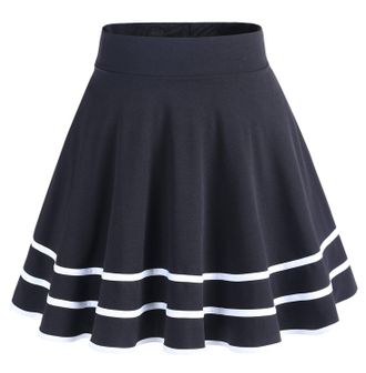 Dresstells Rock Damen Kurz Skater Rock A-Linie Hohe Taille Minirock Silvesteroutfit Anime Faltenrock Karneval Tennis Rock Black-White 2XL