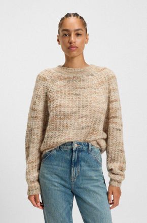 HUGO BOSS Strickpullover Fiambella Premium Damenmode Rundhalsausschnitt, mit Alpaka-Wolle