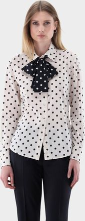 van Laack Seidenbluse mit Schluppe und Tupfendruck