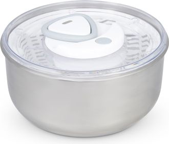 Zyliss Easy Spin 2 Salatschleuder, Fassungsverm&ouml;gen 6L, Edelstahl, Wei&szlig;, Salattrockner inklusive Salatsch&uuml;ssel, Aquavent Technologie
