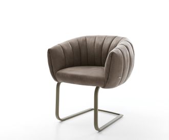 DELIFE Freischwinger Jada-Flex Mikrofaser Taupe Vintage Freischwinger flach Effektfinish Titan Taschenfederkern, Esszimmerst&uuml;hle