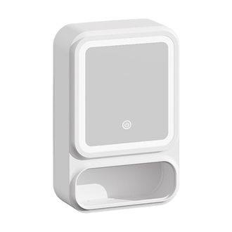 Generic Spiegelschrank f&uuml;r Badezimmer, platzsparendes Wandregal, Taschentuchspender mit magnetischer T&uuml;r, Badezimmerspiegel mit LED-Licht und Aufbewahrungs-Or