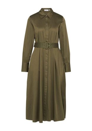 Comma Midikleid Kleid Hemdblusenkleid aus Baumwollsatin
