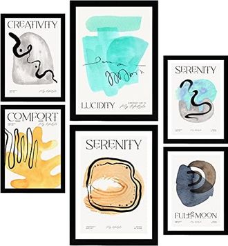 Nacnic Ensemble de 6 affiches abstraites. &Eacute;l&eacute;ments. Estampes avec esth&eacute;tique Exposition dart. Illustrations en couleur pour le design dint&eacute;rieur et la d&eacute;cora
