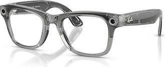 Ray-Ban Meta Gl&auml;nzendes transparentes Grau rahmen Blau glas AI Glasses