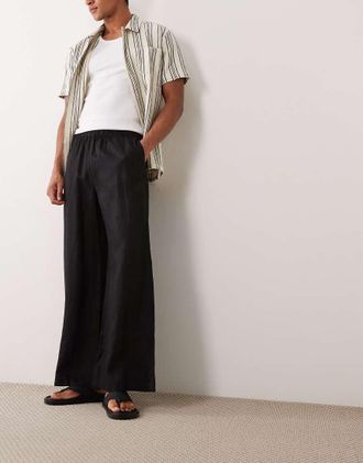 Arket Pantalon en lin m&eacute;lang&eacute; - Noir