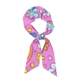 Generic &Eacute;charpe florale arc-en-ciel pour femme - &Eacute;charpe tour de cou pour sacs &agrave; main - Fleur color&eacute;e - Bandeau en satin de soie pour le sport, le yoga