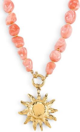 Au Printemps Paris Collier perles &agrave; pendentif soleil