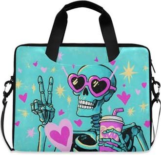 Alaza Sac pour ordinateur portable de 40,6 &agrave; 15,6 avec motif squelettes embrassant une rose, sacoche pour ordinateur portable pour femme, homme, &eacute;tudiant, t