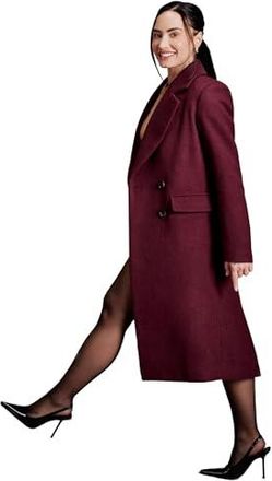 Amazon Essentials (S&eacute;lection de Demi) Manteau Long &agrave; Double Boutonnage en Laine M&eacute;lang&eacute;e, Coupe Classique Femme, Bordeaux, XXL