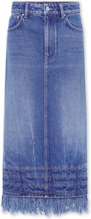 Paco Rabanne Midi-Jeansrock mit Fransen - - Skirts - Damen - Blau - M