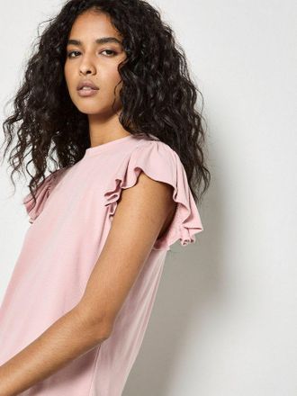 Apricot T-Shirt Jersey-Strick-T-Shirt (1-tlg) mit R&uuml;schen in unifarben