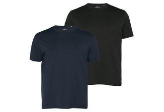 s.Oliver T-Shirt Big Size (2-tlg) Rundhals, kurzarm, dezenter Logo-Aufdruck, im 2er Pack
