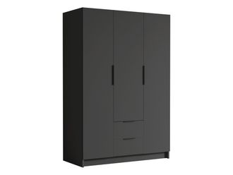 Mirjan24 Kleiderschrank Conate I 150, Schrank, Garderobe, Organizer, 3-türig, 2 Schubladen für mehr Stauraum, Aluminiumgriffe, gedämpftem Schließsystem (Schwar