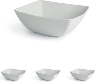 Excelsa White Home Quadratische Salatsch&uuml;ssel, 23 x 23 cm, Porzellan, Wei&szlig; (Packung mit 4)