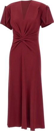 Victoria Beckham Femme, Robes, Rouge, Taille: 34 FR Robe Midi Bordeaux avec D&eacute;tails Pliss&eacute;s