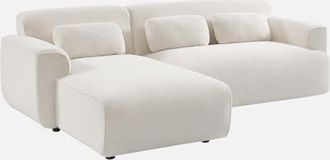 Sweeek Alices Home - Canapé 3 Places. Angle Gauche. Tissu Bouclette. Wallas. L 196 x P 151/91 / x H 73cm