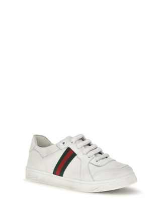 Gucci Leather Sneakers With Web Detail For Boy Great White-V.r.v White/v.r.v
