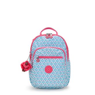 Kipling SEOUL S Kleiner Rucksack, Dreamy Geo C (Blau)