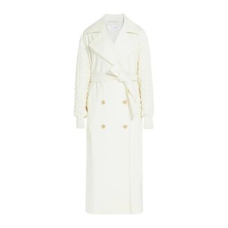 Max Mara Femme, Manteaux, Blanc, Taille: 38 FR Trench-coat avec manches en maille palmier