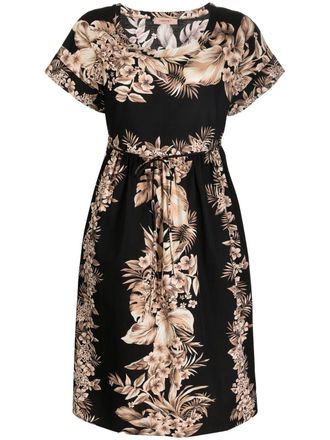 Twin-Set robe &agrave; fleurs - Noir
