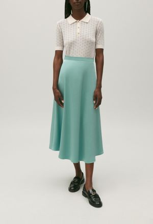 Claudie Pierlot Jupe midi fluide satin&eacute;e vert deau