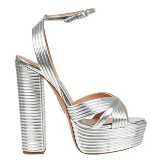 Aquazzura Femme, Chaussures, Gris, Taille: 39 EU Sandales &agrave; talons hauts avec brides crois&eacute;es