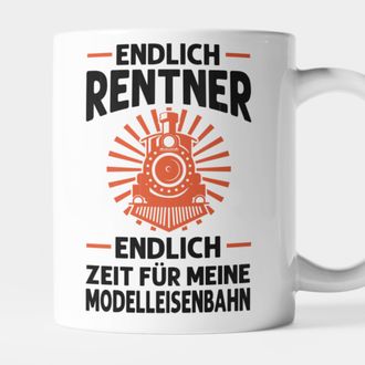 Generic Rentner Tasse Rente Geschenk Ruhestand Modelleisenbahn Zug Eisenbahn - endlich Rentner endlich Zeit f&uuml;r meinen Modelleisenbahn Kaffeebecher