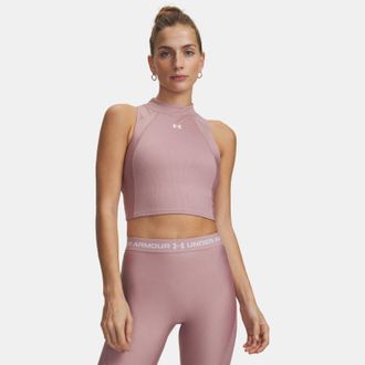 Under Armour HeatGear Rib Tanktop f&uuml;r Damen Tourmaline Rosa / Tourmaline Rosa / Wei&szlig; XXL