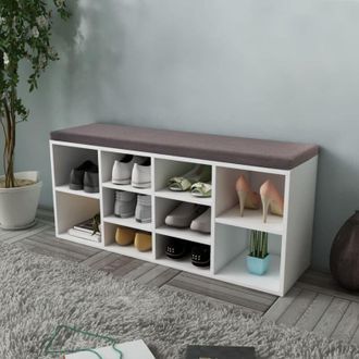vidaXL Banc de rangement &agrave; chaussures 10 compartiments Blanc