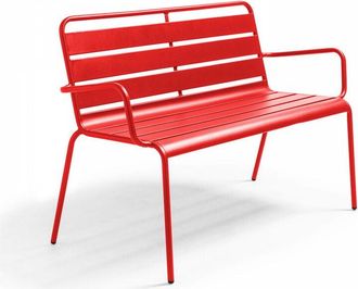 Oviala Oviala - Banc de jardin en m&eacute;tal rouge - Palavas