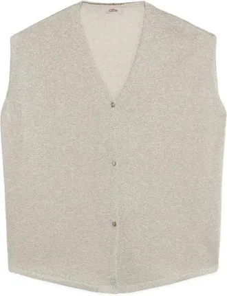 Oltre Femme, Pulls, Beige, Taille: 42/44 FR Cardigan sans manches en fil lurex