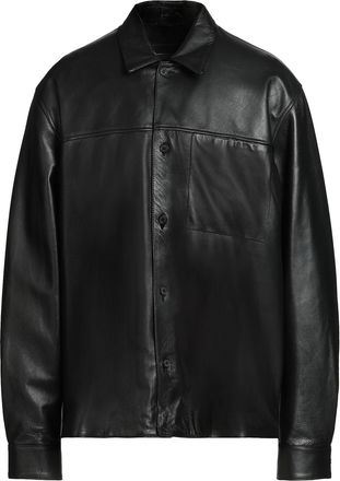 8 by YOOX LEATHER LONG SLEEVE SHIRT