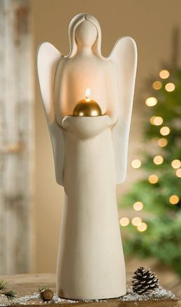 Gilde Skulptur Engel LUCIA mit Teelichthalter Sculpture Francis Gilde