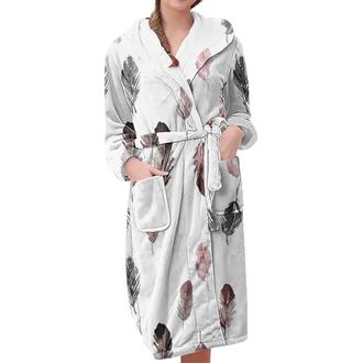 Generic Peignoir dhiver moelleux extra épais pour femme avec capuche - Robe de chambre longue en polaire pour femme - Vêtements de nuit pour spa, hôtel, maiso