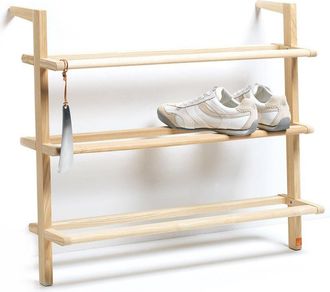 side by side Side by Side Schuhregal Gaston, Schuhablage, Regal aus massiver Esche, Ma&szlig;e 66 x 72 x 22 cm, inkl. Schuhl&ouml;ffel, Wandlehnregal