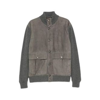 Brunello Cucinelli Bomberjacke aus Wildleder und Kaschmir - - Jackets - Herren - Grau - M