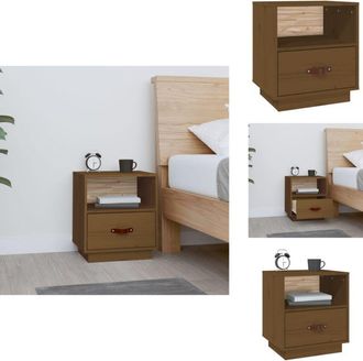 vidaXL Table de chevet Marron miel 40x34x45 cm Bois de pin massif - Table De Chevet - Meuble De Chambre - Table Nuit - Bois Massif - Pin