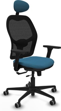 Piqueras y Crespo Ergonomischer Schreibtischstuhl mit 3D-Armen, h&ouml;henverstellbarer Lendenwirbelst&uuml;tze und festem Kopfteil, ausgestattet mit Syncro/Traslack und injizier