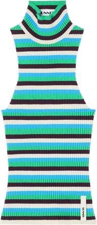 Sunnei débardeur rayé à col montant - Bleu