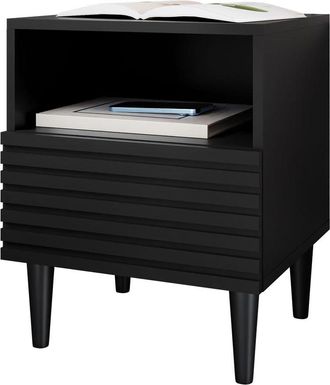 Mirjan24 Nachttisch Nakomo 1SZ mit Schublade, geriffelte Fronten, Nachtschrank, Nachtkonsole, Nachtkommode, Beistelltisch, Schlafzimmerkommode, Schlafzimmer Se