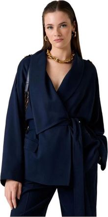 Guess Femme, Vestes, Bleu, Taille: 38 FR Belted Twill Blazer