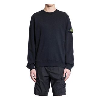 Stone Island Schwarzes Baumwoll-Sweatshirt mit Rundhalsausschnitt und abnehmbarem Logo-Badge - - Sweatshirts & Hoodies - Herren - Schwarzk - XL