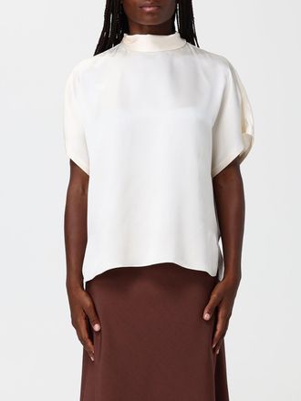 Brunello Cucinelli Blouse en pure soie &agrave; col lavalli&egrave;re et manches courtes