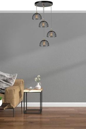 Opviq Elegant Black Chandelier, Metal Body, Adjustable Height 70 cm, Antique Coated Finish, E27 Socket Max 40W, Perfect for Modern Home D&eacute;cor