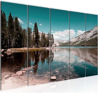 Runa Art Wandbild XXL Landschaft Berge Schlafzimmer Wohnzimmer 200 x 80 cm Türkis 5 Teilig - Made in Germany - 606855b