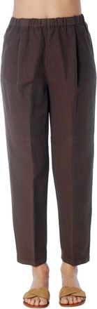 Rosso35 Rosso35, Femme, Pantalons, Brun, Taille: 44 FR Pantalon en lin et coton teint pi&egrave;ce