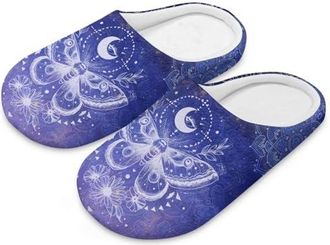 Coloranimal Pantoufles de spa &agrave; bout ferm&eacute; pour femme, chaussures dint&eacute;rieur en coton et lin, pantoufles dint&eacute;rieur en coton, Papillon violet r&eacute;tro, 38.5/39.5 EU